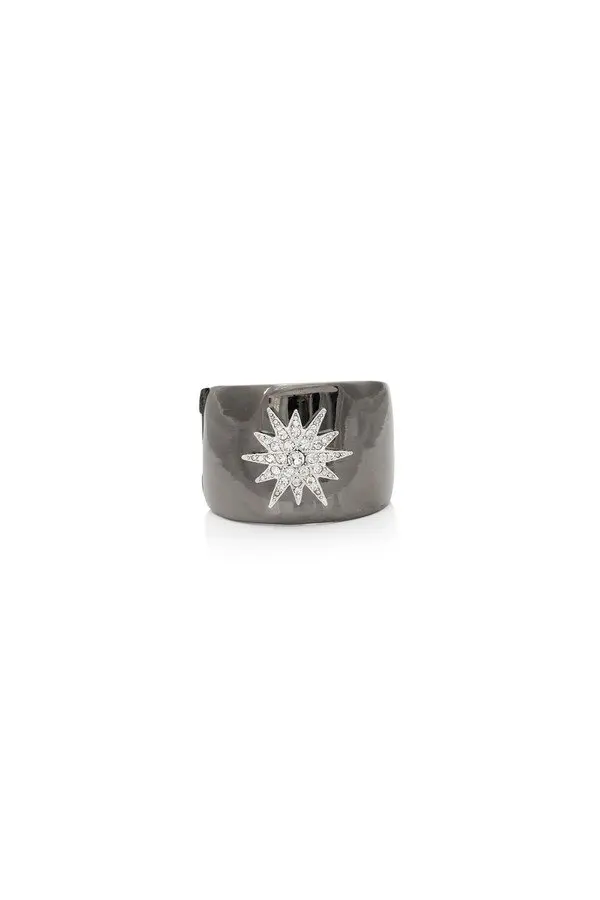 KENNETH JAY LANE Gunmetal Starburst Cuff - Natural