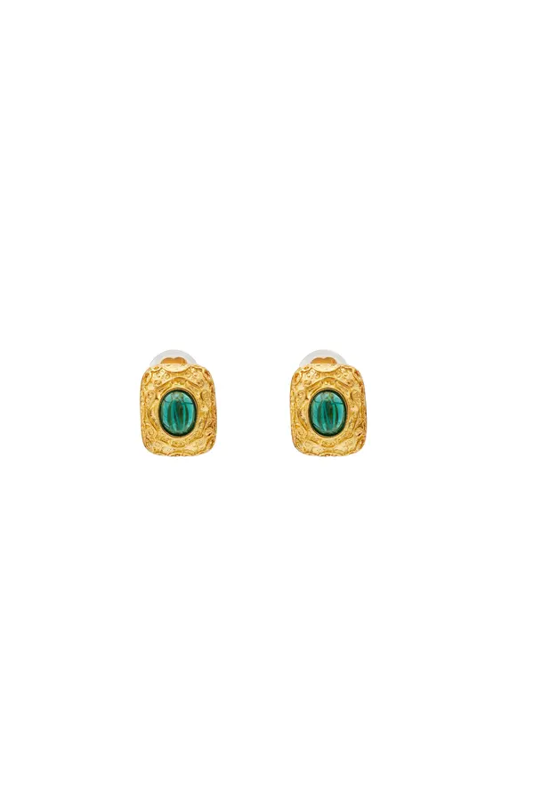 KENNETH JAY LANE Emerald Stone Clip-on Earrings - Gold