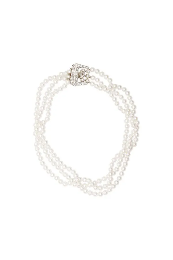 KENNETH JAY LANE Pearl & Rhodium Necklace - White