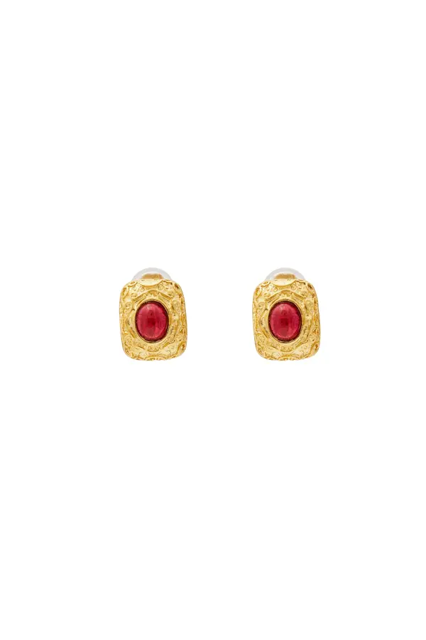 KENNETH JAY LANE Ruby Stone Earrings - Gold