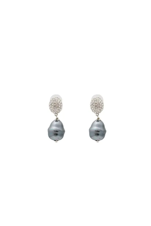 KENNETH JAY LANE Rhodium-plated Baroque Pearl Drop Earrings - Grey