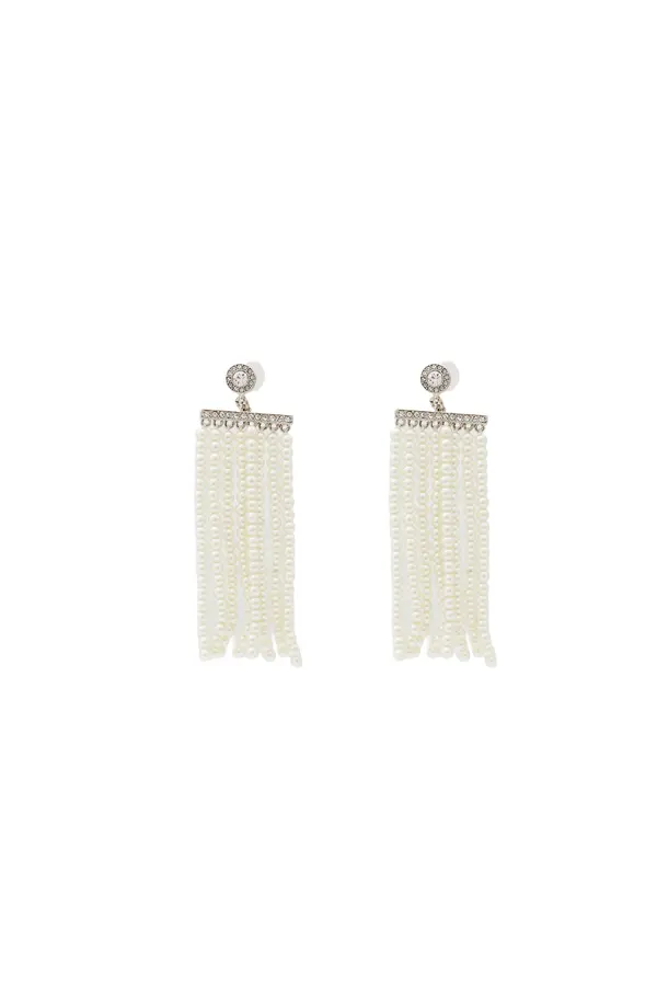 KENNETH JAY LANE Eight Row Pearl Post Earrings - Natural