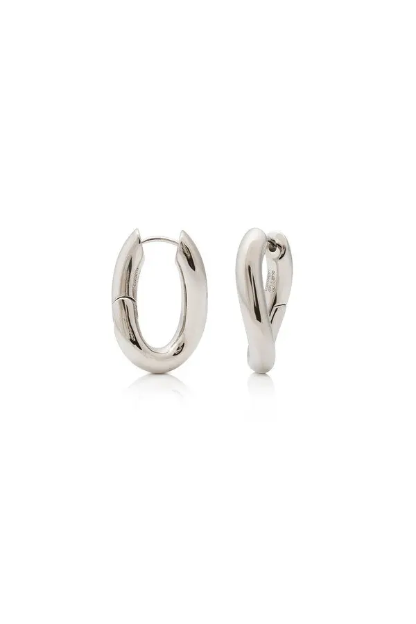 KENNETH JAY LANE Polished Oval Hoop Earrings - Silver