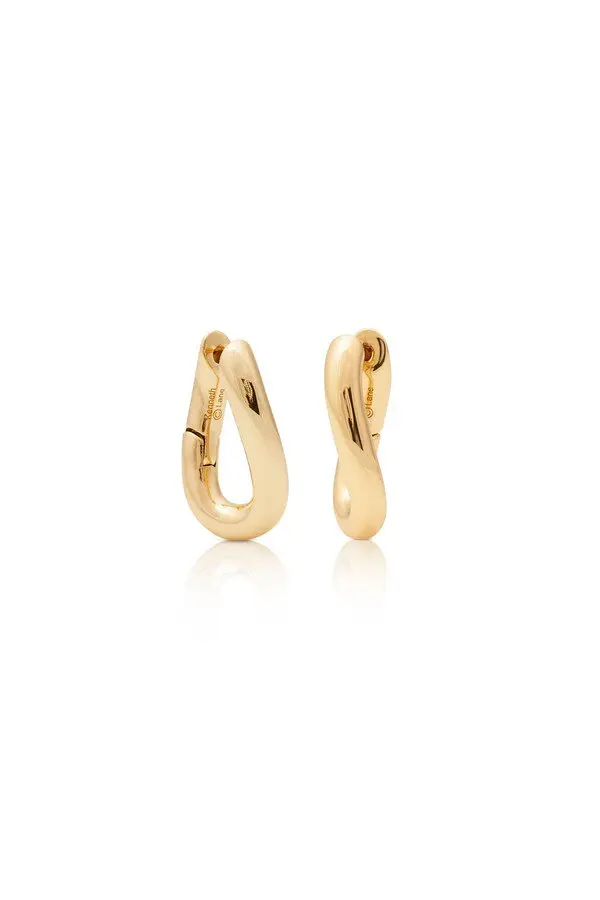 KENNETH JAY LANE Polished Tone Oval Hoop Earrings - Gold
