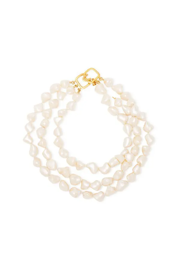 KENNETH JAY LANE Triple Row Baroque Pearl Necklace - Natural