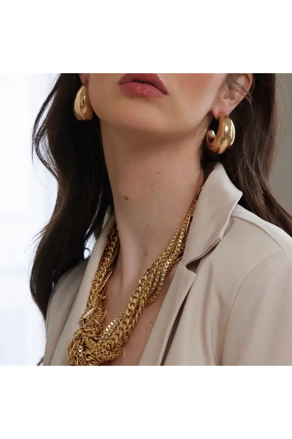 KENNETH JAY LANE Tone C-shape Hoop Earrings - Gold