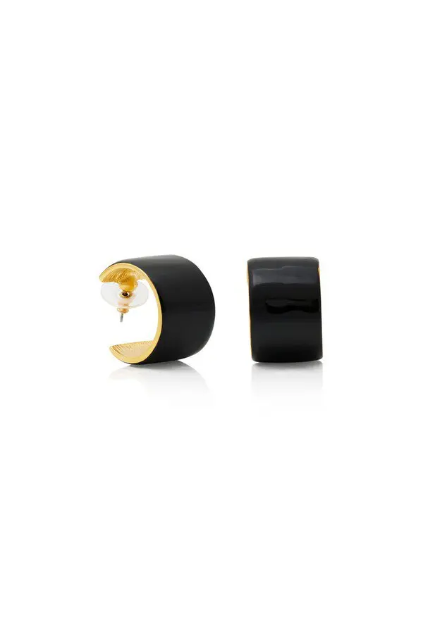 KENNETH JAY LANE Enamel Hoop Pierced Earrings - Black