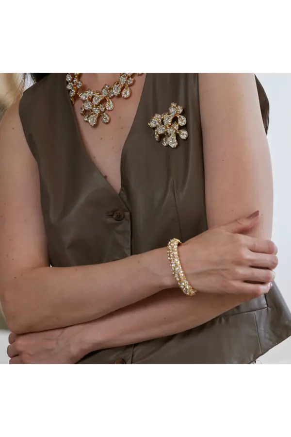 KENNETH JAY LANE Tone Crystal Hinged Bracelet
