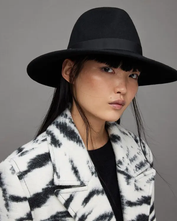 Allsaints Annie Wool Fedora In Black - 10% Off | Editorialist