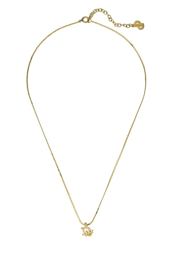 Dior Logo Pendant Necklace - Gold