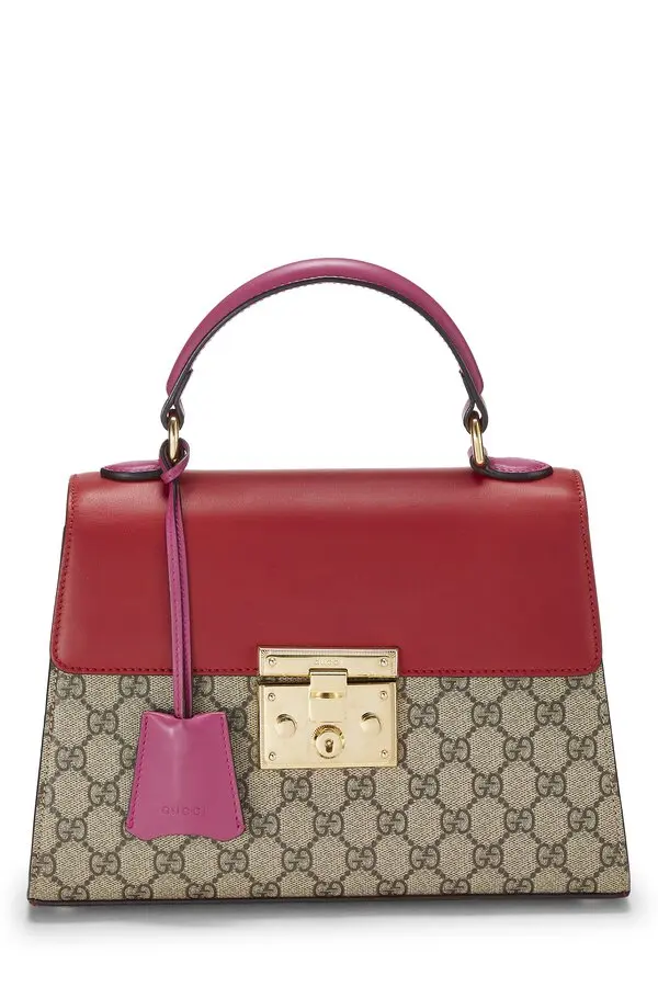 Gucci Gg Supreme Canvas Padlock Top Handle Bag
