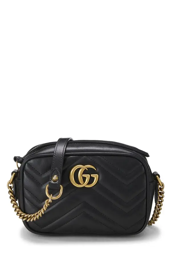 Gucci Leather Gg Marmont Shoulder Bag - Black