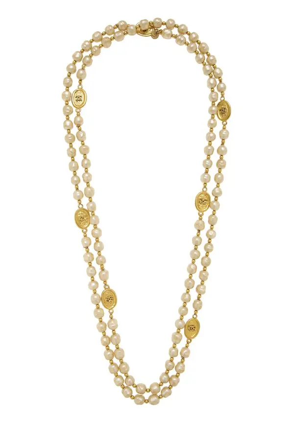 Chanel Faux Pearl Necklace - Gold