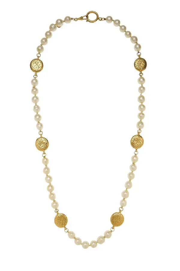 Chanel Faux Pearl Necklace - Gold