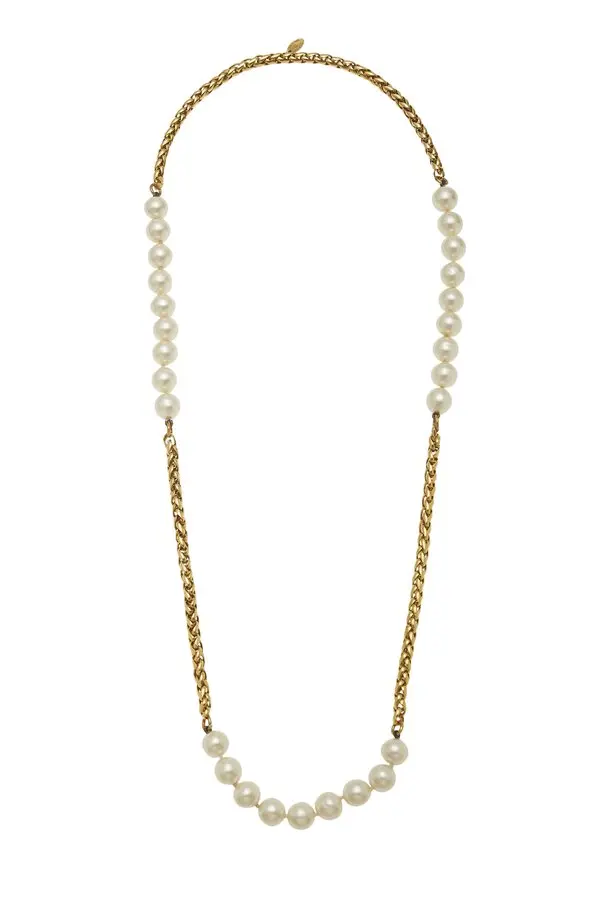 Chanel Faux Pearl Necklace - Gold