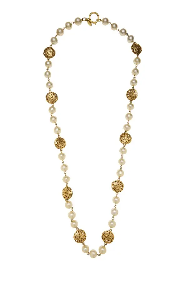 Chanel Faux Pearl Necklace - White
