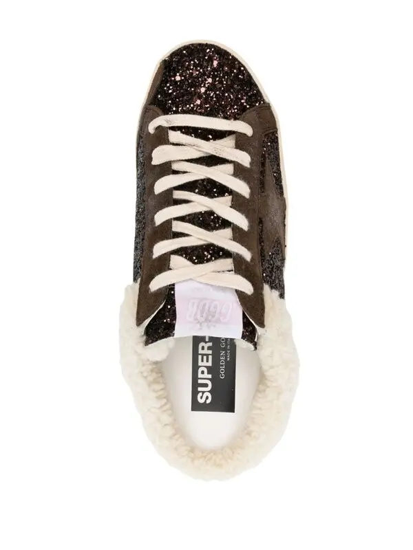 GOLDEN GOOSE Super-star Glitter Mules - Brown