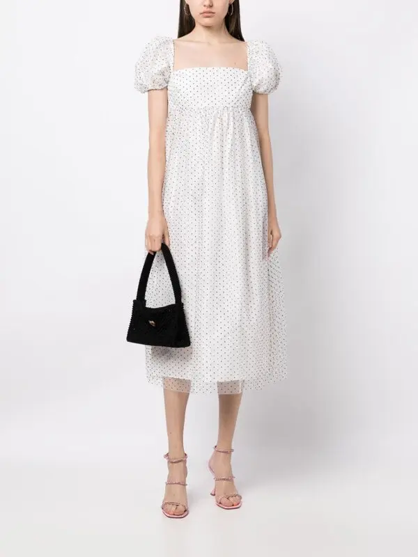 MACGRAW Samantha Micro-dot Print Midi Dress