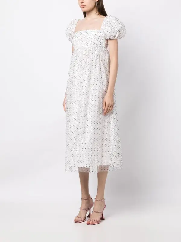 MACGRAW Samantha Micro-dot Print Midi Dress