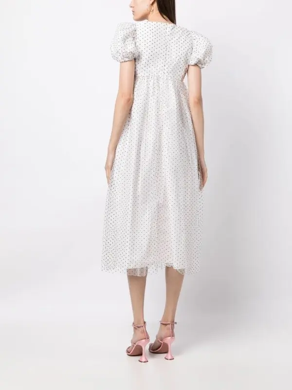 MACGRAW Samantha Micro-dot Print Midi Dress