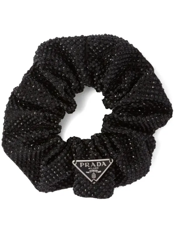 Prada Crystal-embellished Satin Scrunchie - Black