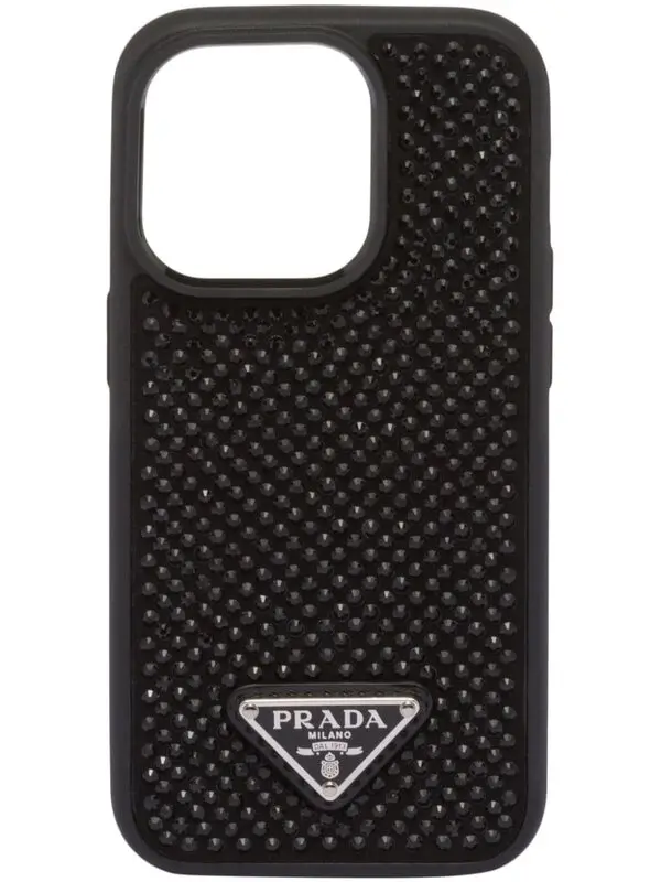 Prada Enamel-Triangle Logo Iphone 14 Pro Max Iphone Cover - Black