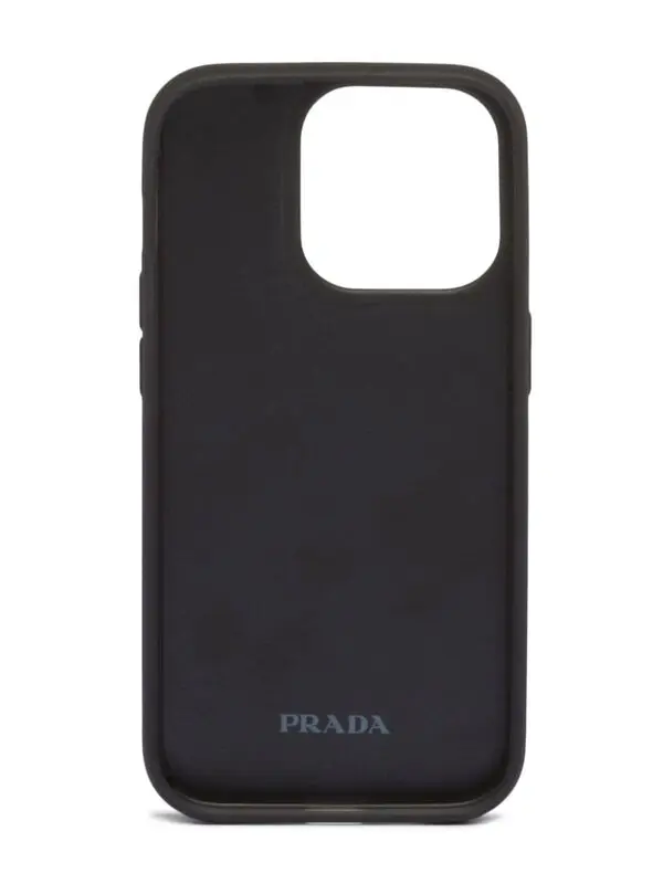 Prada Enamel-Triangle Logo Iphone 14 Pro Max Iphone Cover - Black