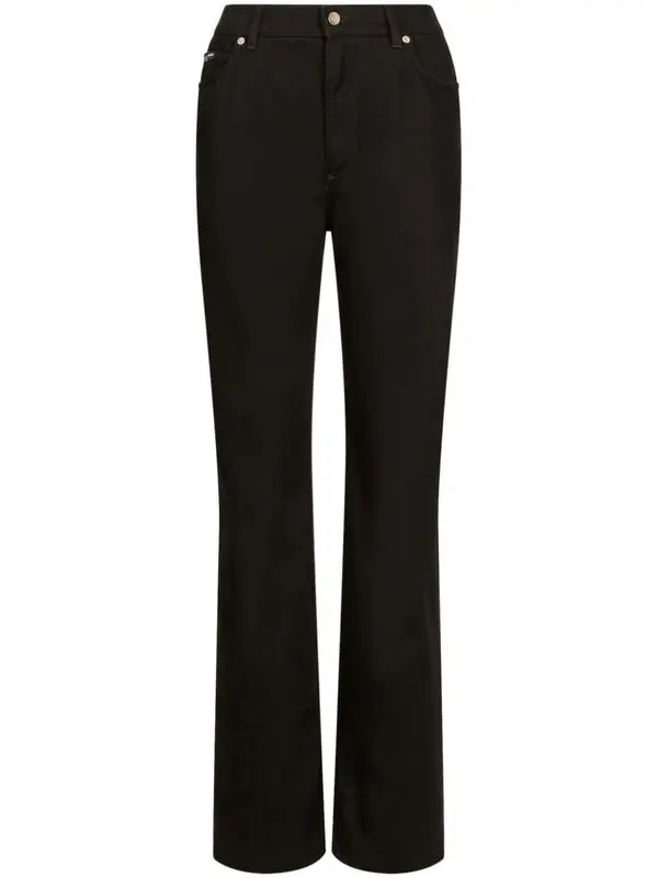 Dolce & Gabbana Logo Patch Wide-leg Jeans - Black