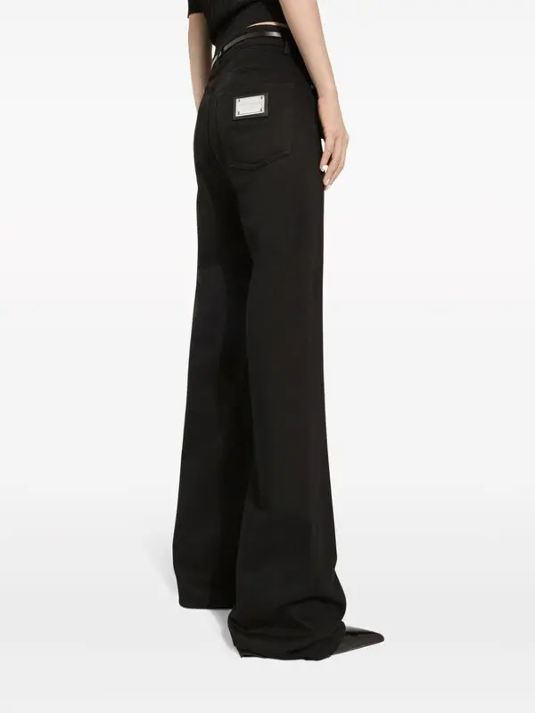 Dolce & Gabbana Logo Patch Wide-leg Jeans - Black