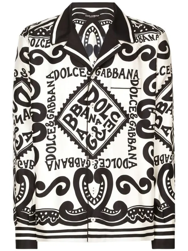 Dolce & Gabbana Printed Silk Shirt - White