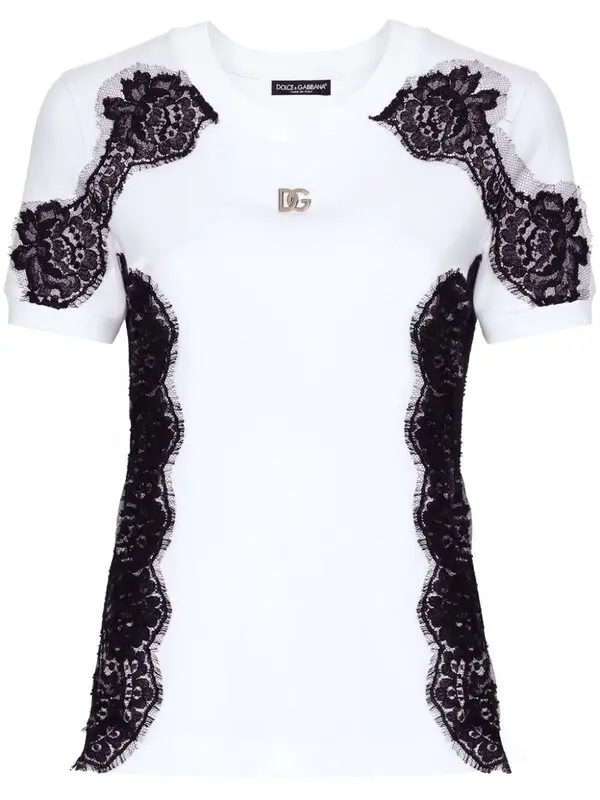 Dolce & Gabbana Dna Lace-detailing T-shirt - White