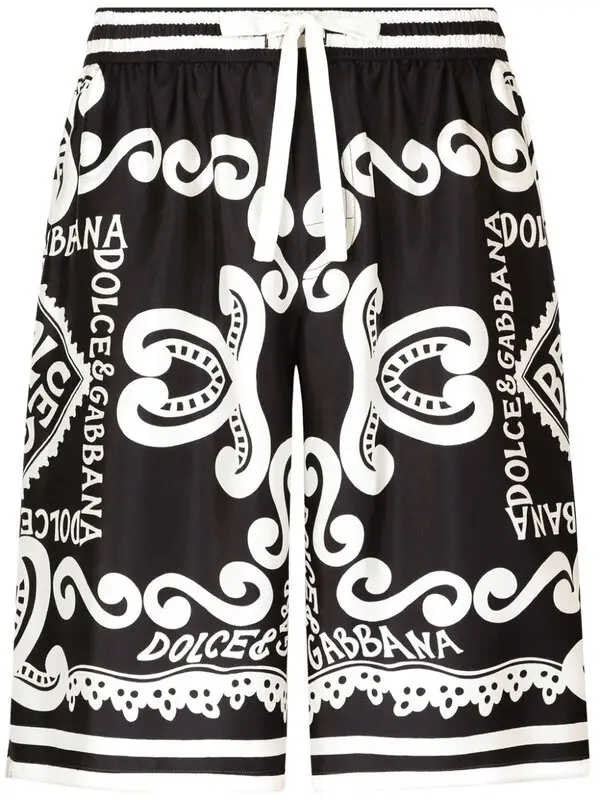 Dolce & Gabbana Logo-print Silk Shorts - Black