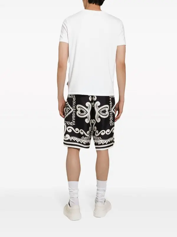 Dolce & Gabbana Logo-print Silk Shorts - Black
