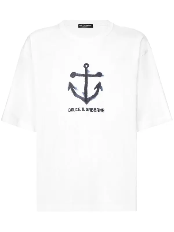 Dolce & Gabbana Marina-print Cotton T-shirt - White