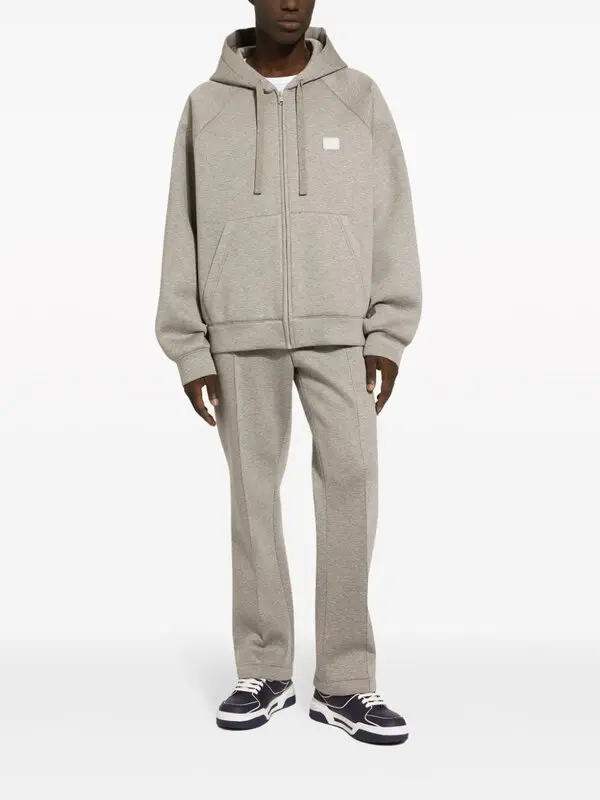 Dolce & Gabbana Logo-appliqué Zip-up Hoodie - Grey