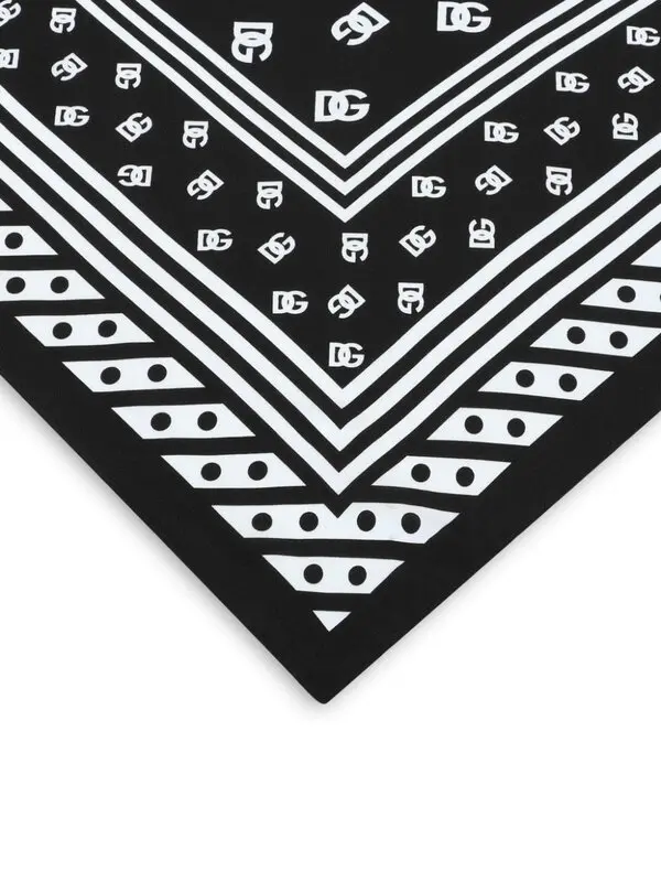 Dolce & Gabbana Dg Logo-print Silk Scarf - Black