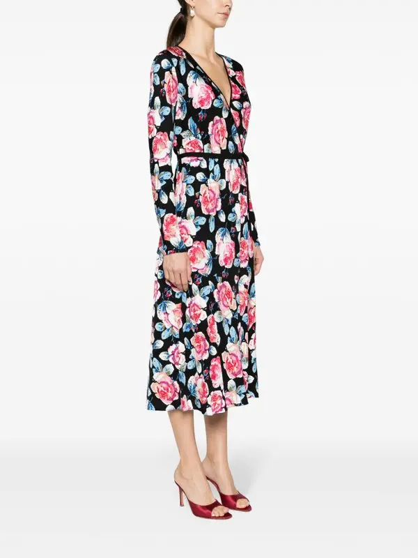 Diane Von Furstenberg Anika Rose-print Midi Wrap Dress
