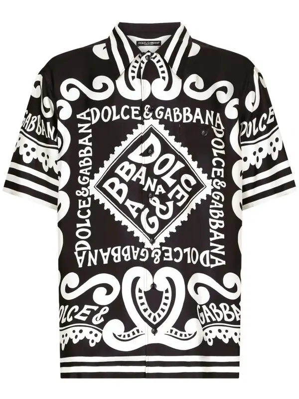 Dolce & Gabbana Printed Short-sleeve Silk Shirt