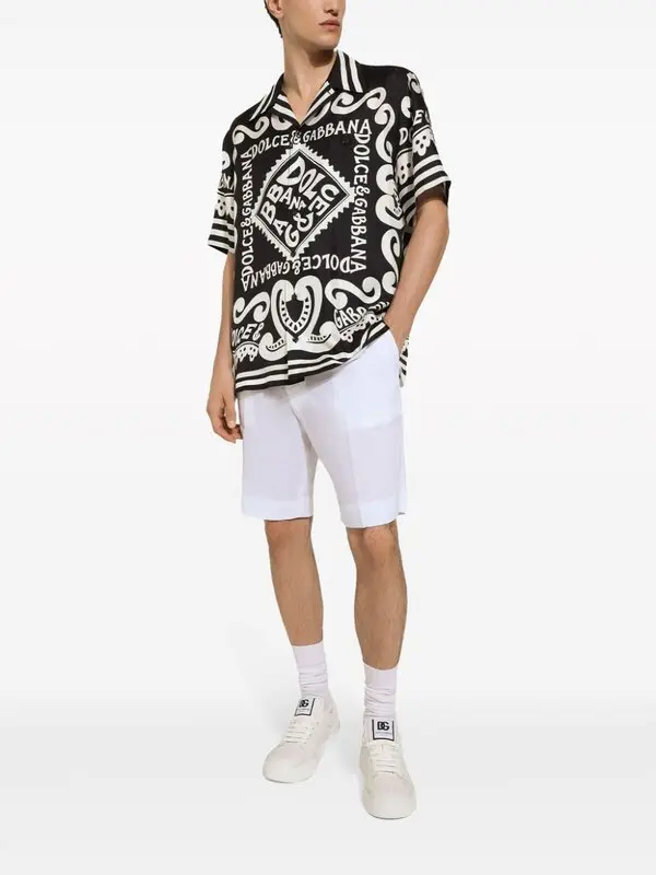 Dolce & Gabbana Printed Short-sleeve Silk Shirt
