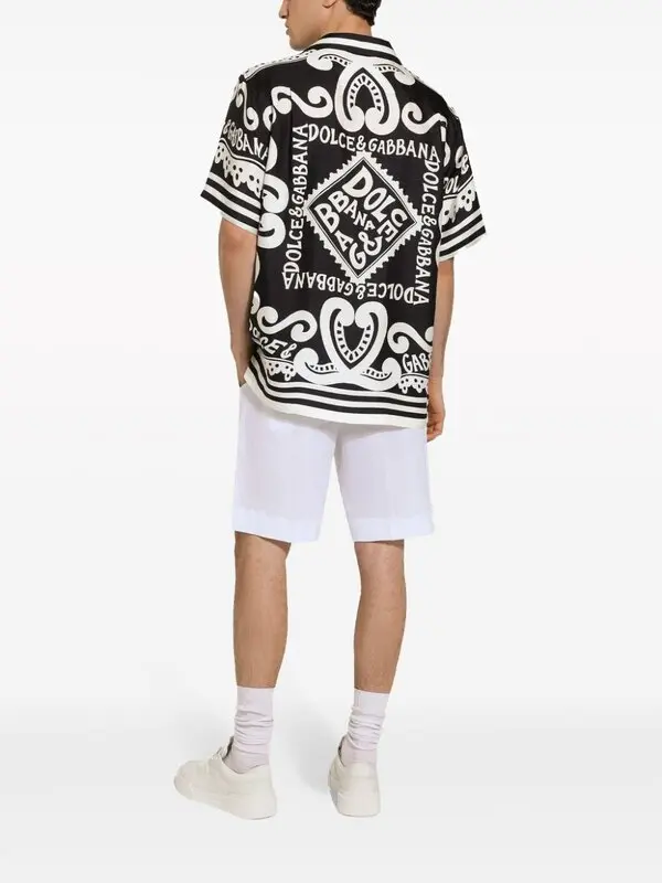 Dolce & Gabbana Printed Short-sleeve Silk Shirt
