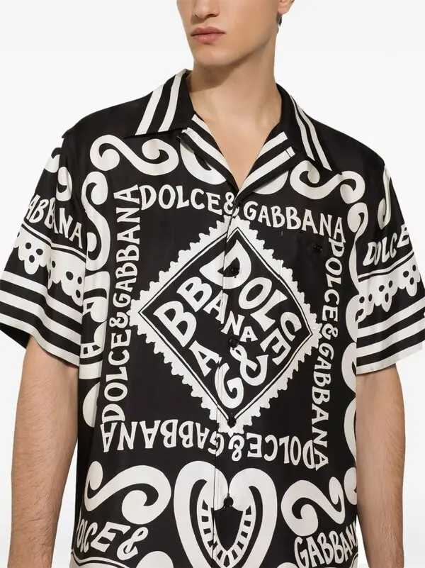 Dolce & Gabbana Printed Short-sleeve Silk Shirt