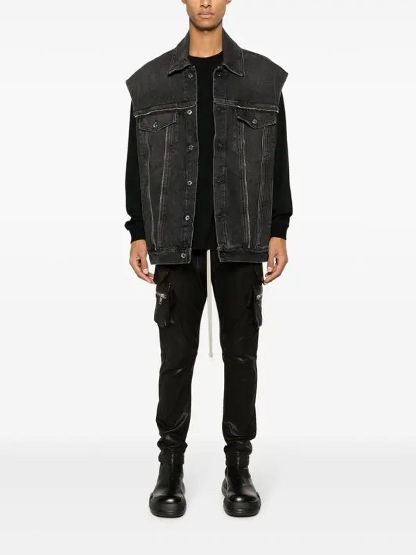 Off-White Zip-embellished Denim Gilet - Grey