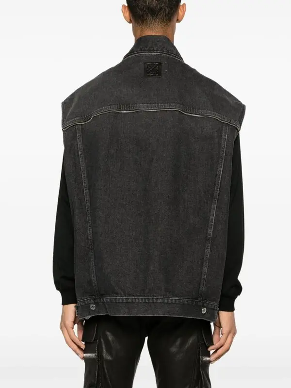 Off-White Zip-embellished Denim Gilet - Grey
