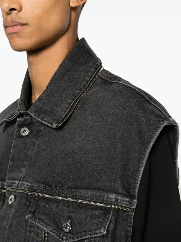Off-White Zip-embellished Denim Gilet - Grey