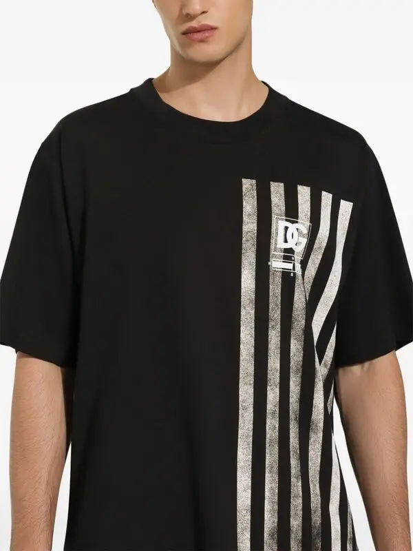Dolce & Gabbana Stripe-print Cotton T-shirt - Blue