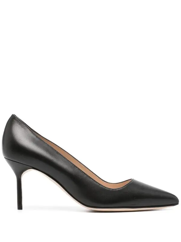 Manolo Blahnik 70mm Tora Leather Pumps - Black