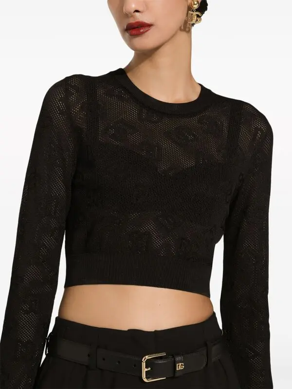 Dolce & Gabbana Monogram Open-knit Crop Top