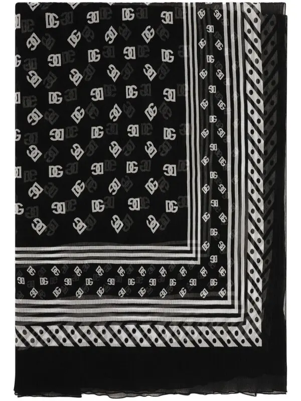 Dolce & Gabbana Dna Logo-print Silk Scarf - Black