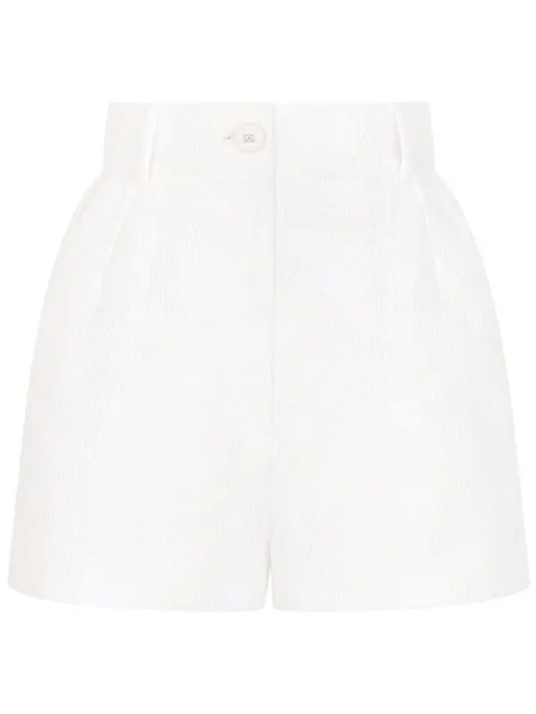 Dolce & Gabbana Logo-jacquard High-waisted Shorts - Neutrals