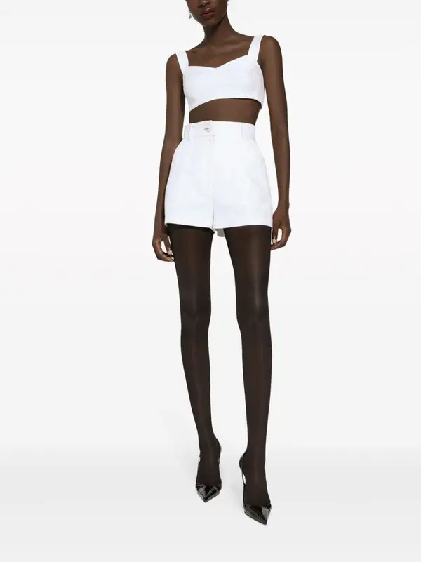 Dolce & Gabbana Logo-jacquard High-waisted Shorts - Neutrals